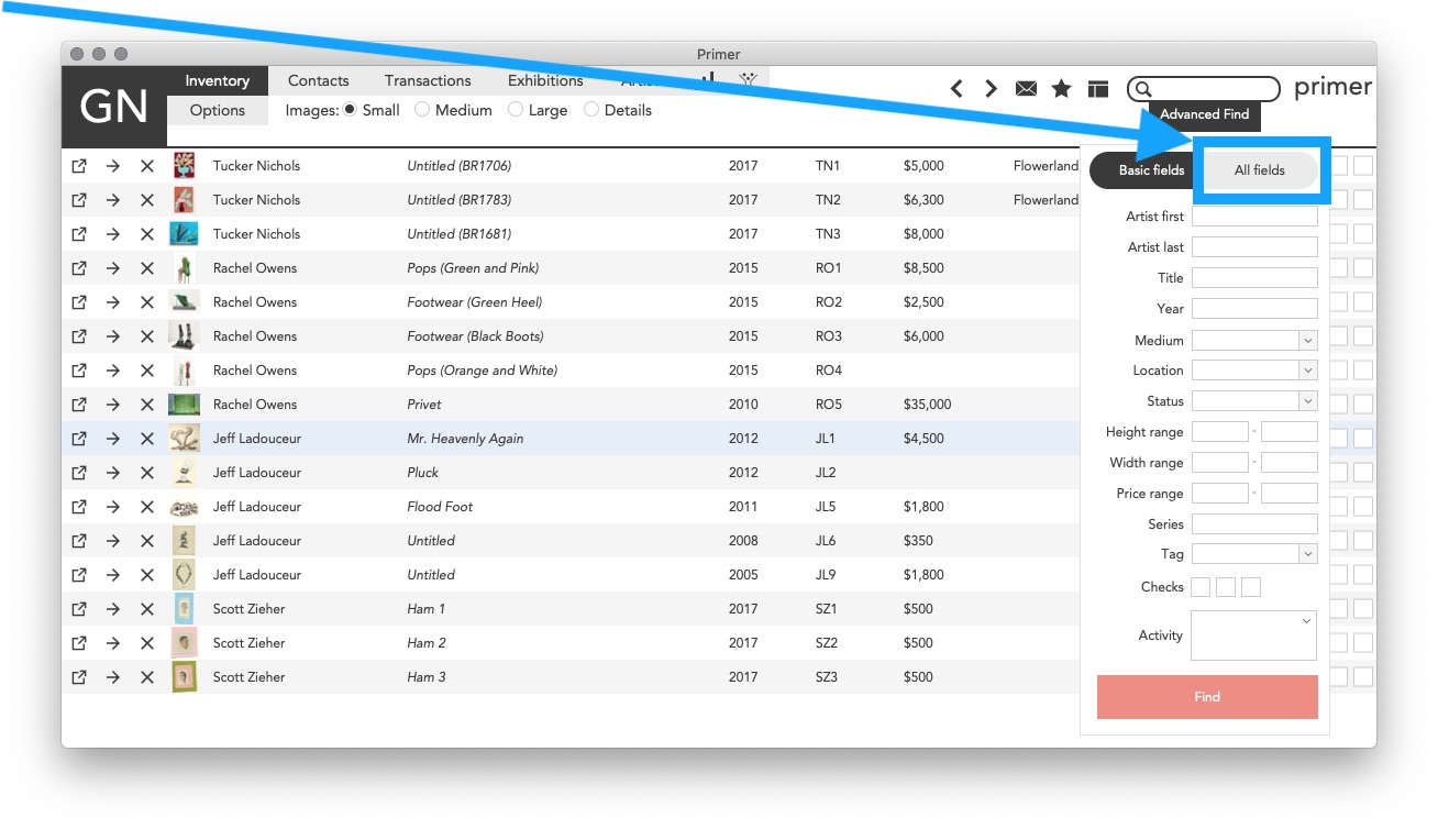 Advanced Find: All Fields – Primer Archives