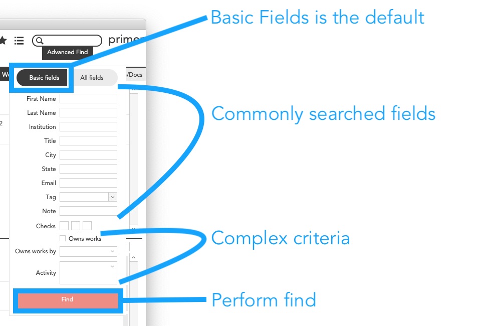 Advanced Find: Basic Fields – Primer Archives