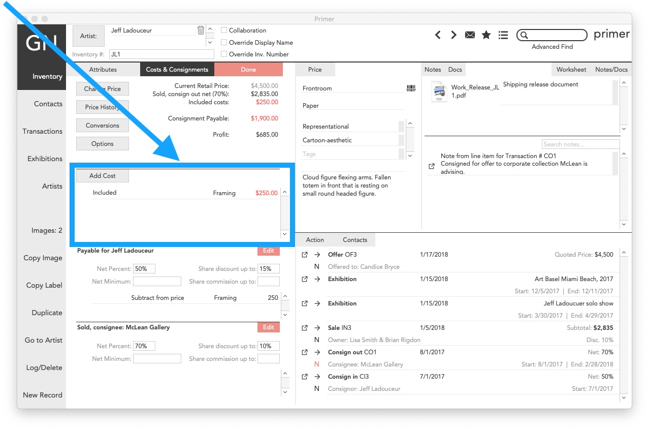 Costs & Consignments – Primer Archives